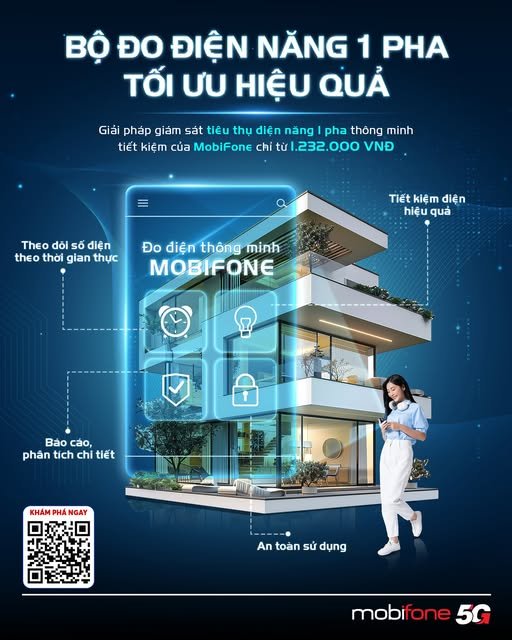 Bộ Giám Sát Điện Năng 1 Pha MobiFone – Giải Pháp Tiết Kiệm Điện Thông Minh Cho Mọi Gia Đình